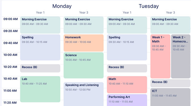 Create your class timetable online for free - Teetsh