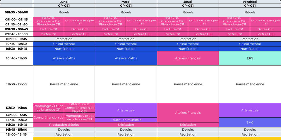 Créez votre emploi du temps en ligne gratuitement - Teetsh