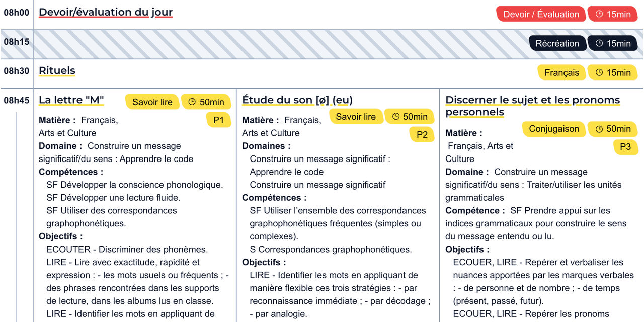 Journal de classe en ligne numérique - enseignant - Teetsh